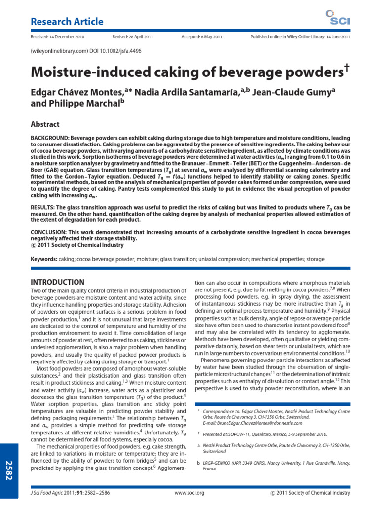 Moisture_induced_caking_of_beverage_powd | PDF | Adhesion | Adsorption