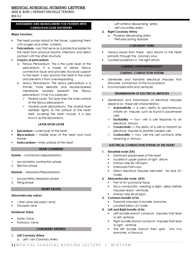 MIDTERM_MEDSURG_LEC_PRINTABLE | PDF | Electrocardiography | Heart