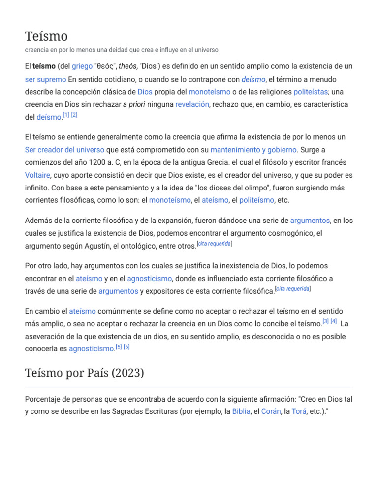 Teísmo - Wikipedia, la enciclopedia libre | PDF | Teísmo | Actitud ...