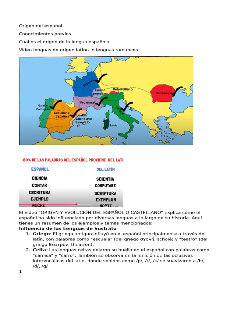 Origen Del Español Video | PDF | Lengua española | latín