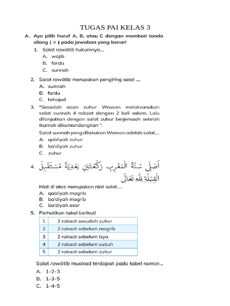 Tugas Pai Kelas 3 | PDF