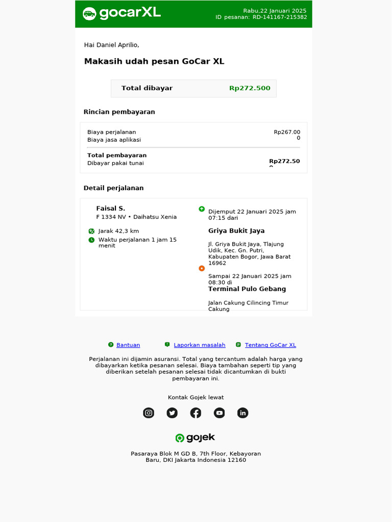 Contoh Struk Gocar | PDF