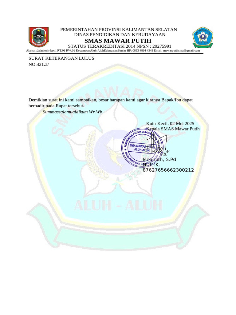 Undangan Rapat Kelulusan Mei | PDF