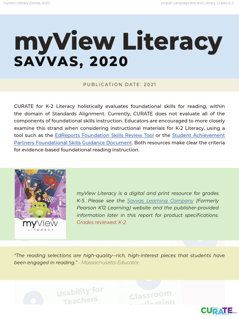 Myview Literacy - Savvas, 2020 | PDF | Literacy | Teachers