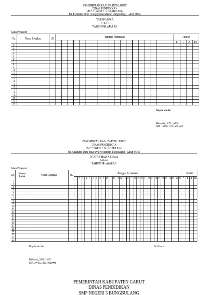 DFTR Hadir Guru Dan Siswa | PDF