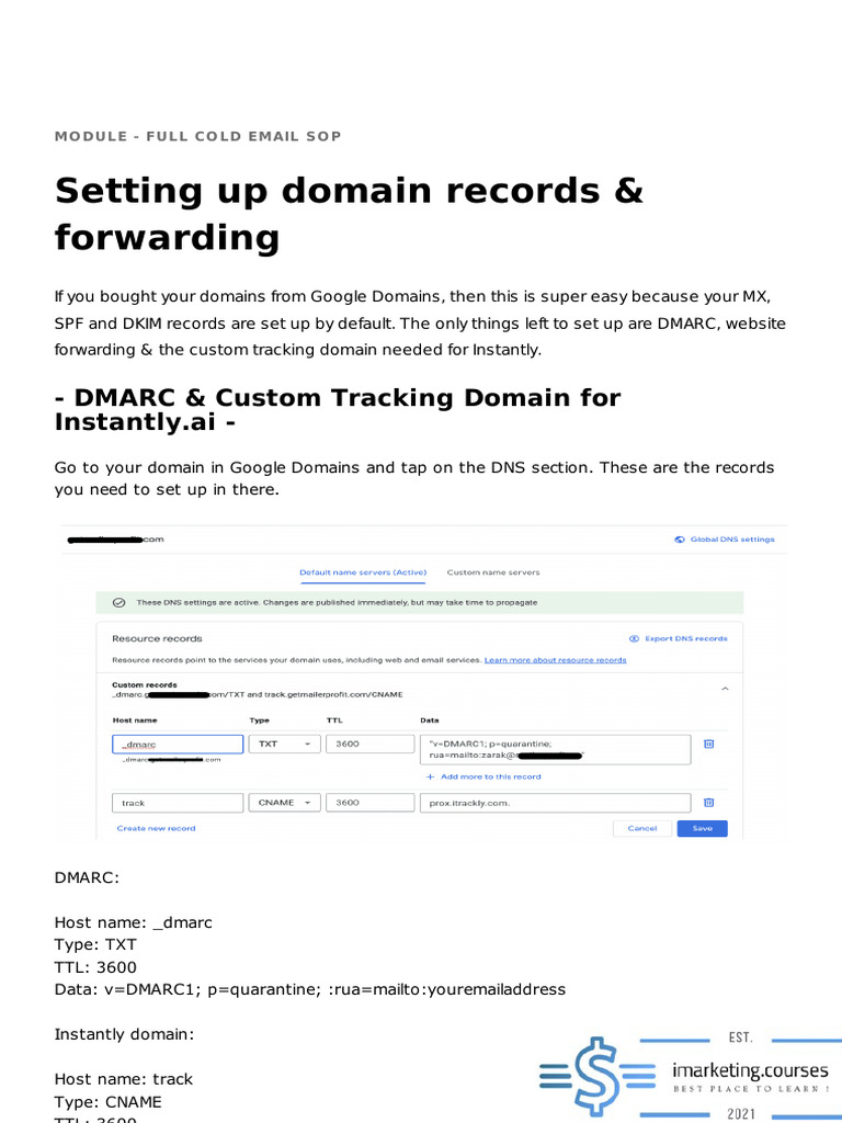 02-Setting Up The Domain Records & Forwarding-1 | PDF