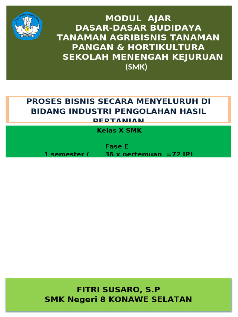 Modul Ajar Dasar2 BD Tanaman Bab 1 | PDF