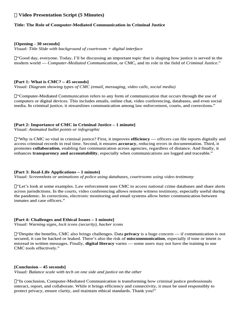 ? Video Presentation Script | PDF | Computer Mediated Communication ...