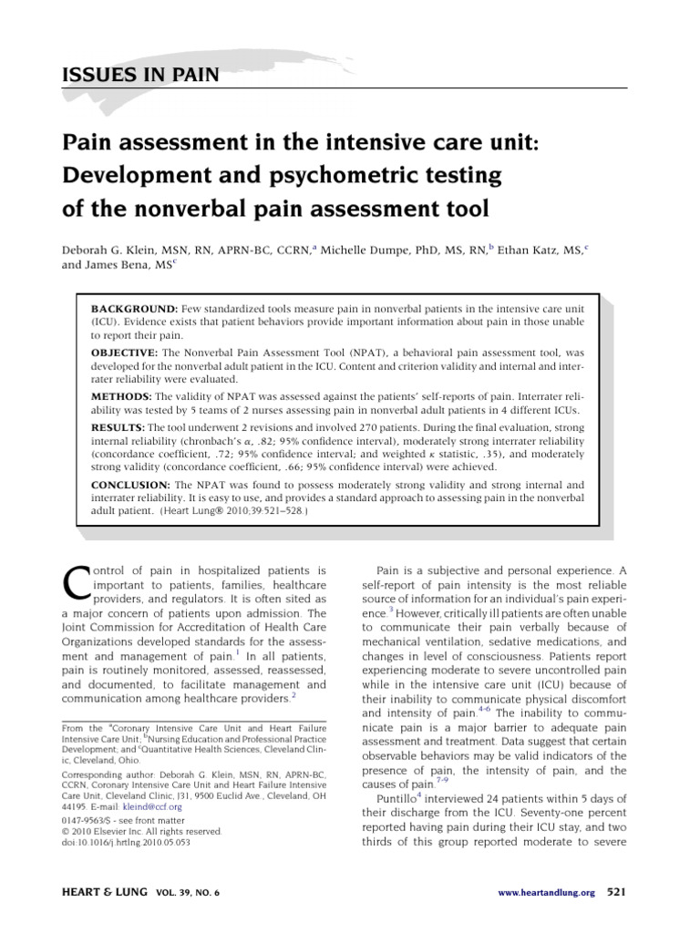 NPAT: Pain Assessment in ICU Patients | PDF | Intensive Care Unit | Pain
