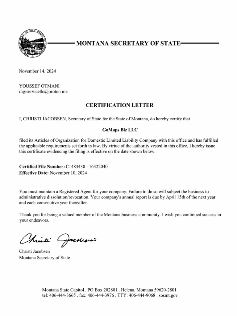 Cert Letter - 16322040-3 | PDF