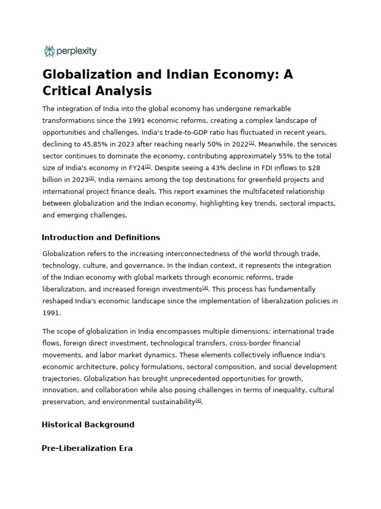 Globalization's Impact on India's Economy | PDF | Globalization ...
