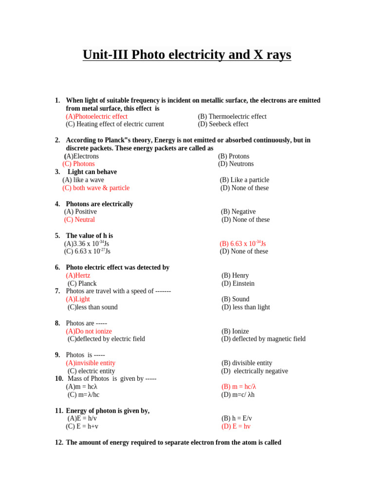 Applied Science Physics Unit III | PDF | Laser | Photoelectric Effect