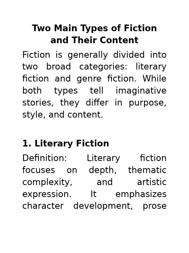 Two Main Types of Fiction and Their Content 1 | PDF
