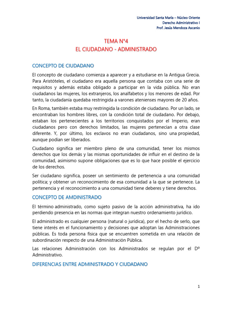 Tema 4 Ciudadano-Administrado Usm Venezuela | PDF | Debido al proceso ...