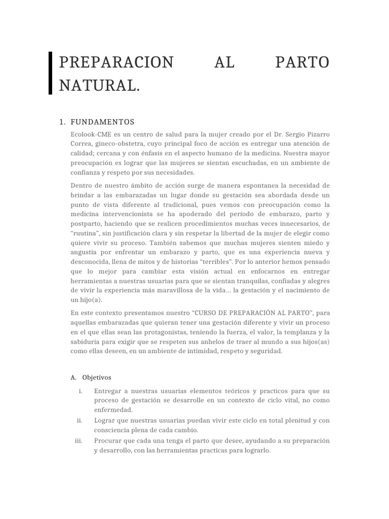 Preparacion Al Parto | PDF | Parto | El embarazo