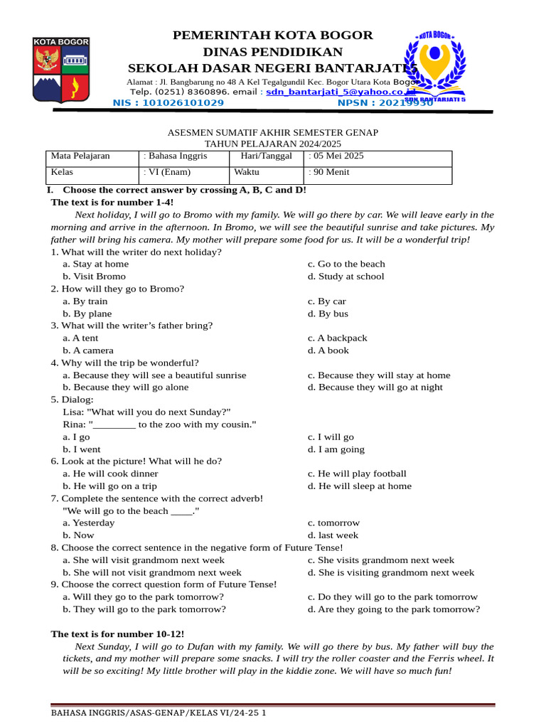 Asesmen Sumatif Akhir Semester Genap Kls 6 | PDF