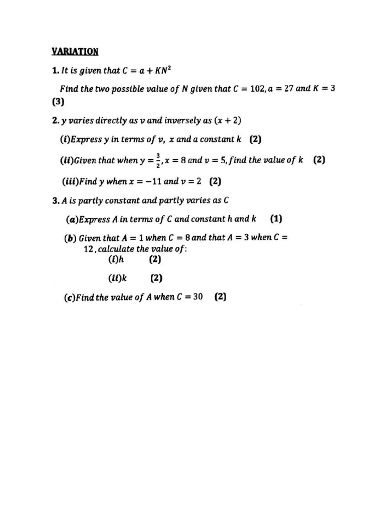 Variation Question | PDF