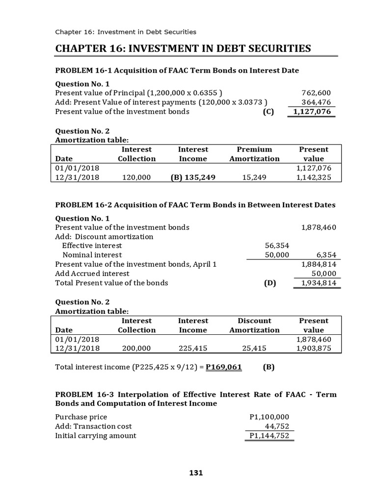 Chapter 16 Investment in Debt Securities | PDF | Interest | Debt