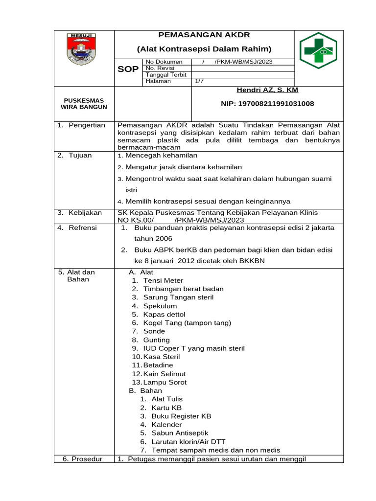 Sop Pemasangan Akdr | PDF