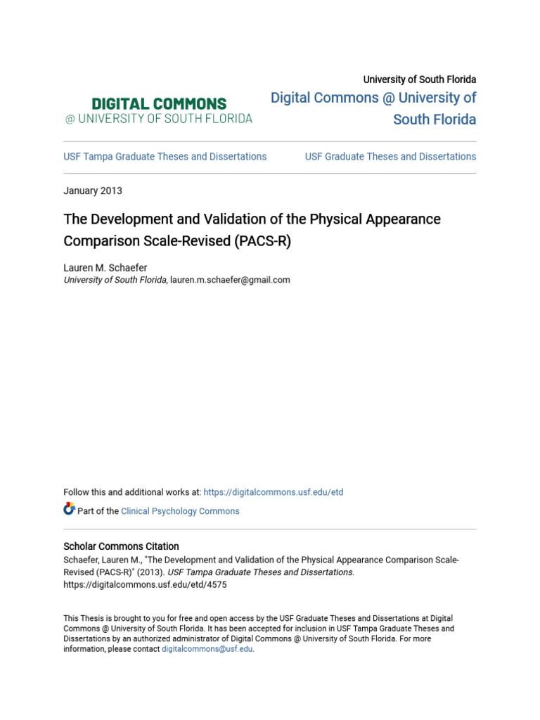 The Development and Validation of The Physical Appearance Compari | PDF ...