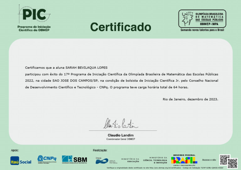 Certificado Pic | PDF