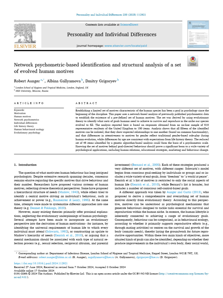 Network Psychometric-Based Identification and Structural Analysis of A ...