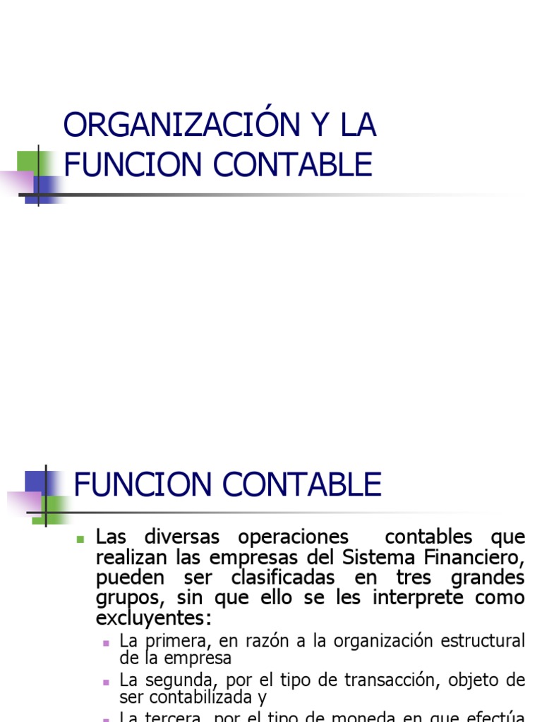 Organizacion y La Funcion Contable Clase 3 | PDF | Contabilidad | Bancos