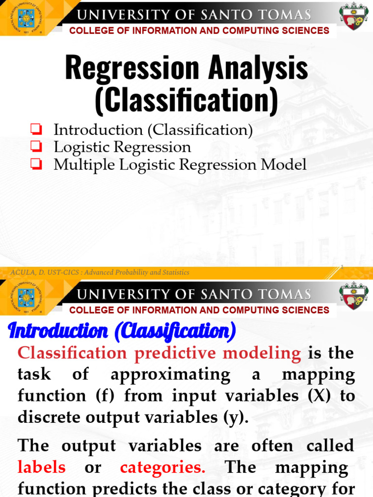 Week 14. Regression Analysis (Classification) | PDF | Logistic Regression | Statistical ...