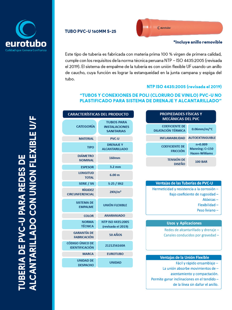 NTP Iso 4435 160 S-25 | PDF | Tubería (transporte de fluidos ...