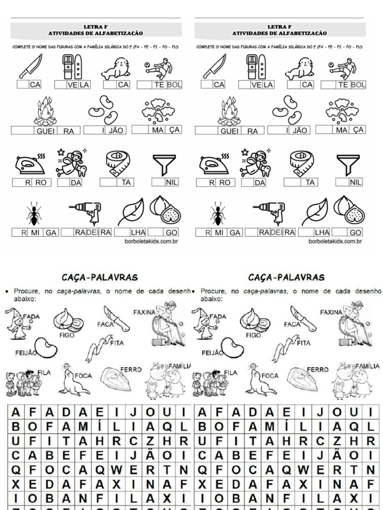 Atividade de Alfabetização Letra F | PDF