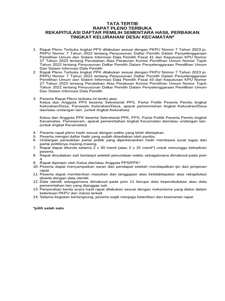 Draft Tatib Rekap PPS PPK | PDF