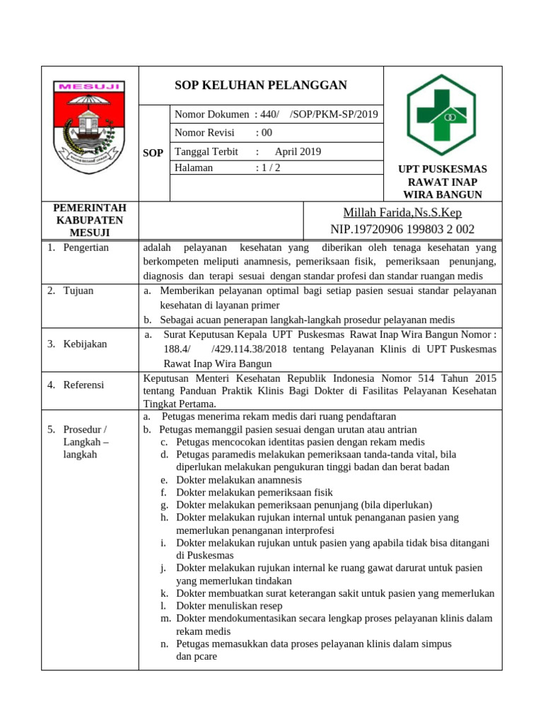 Sop Keluhan Pelanggan | PDF