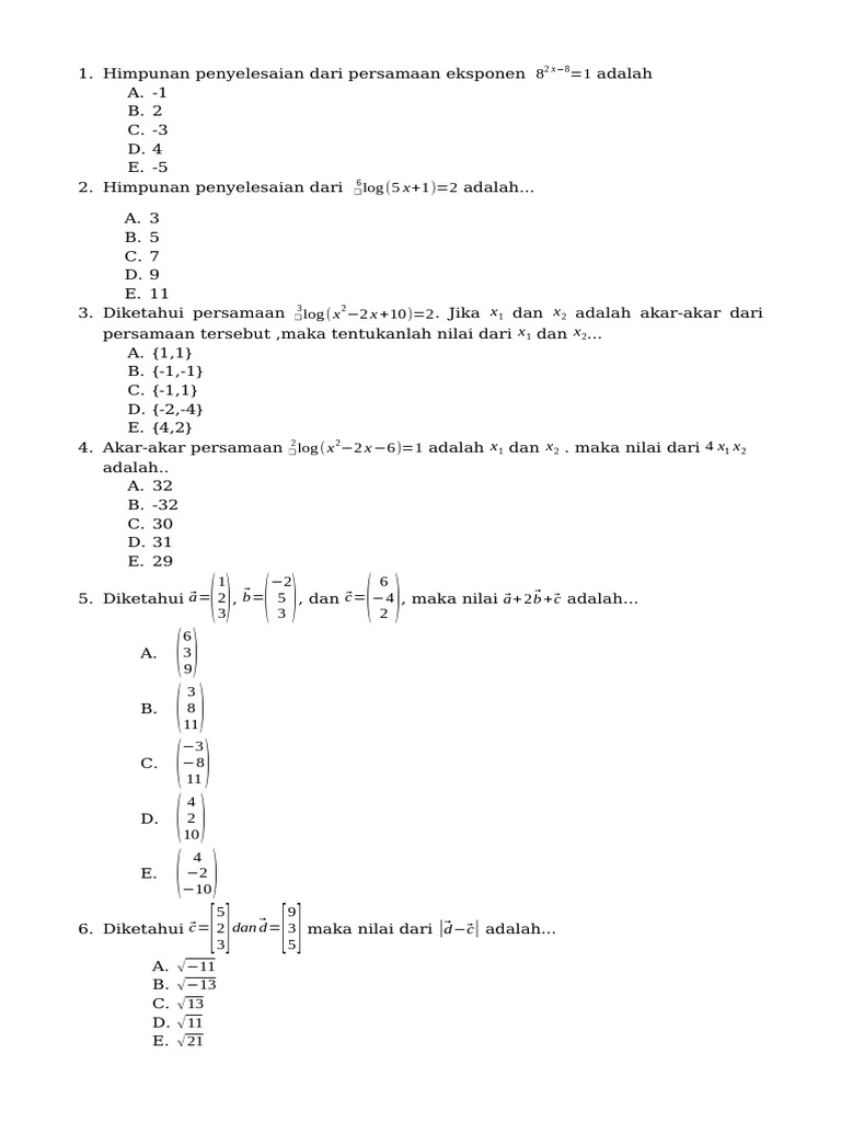 Soal Am Matematika Peminatan THN 2024 | PDF
