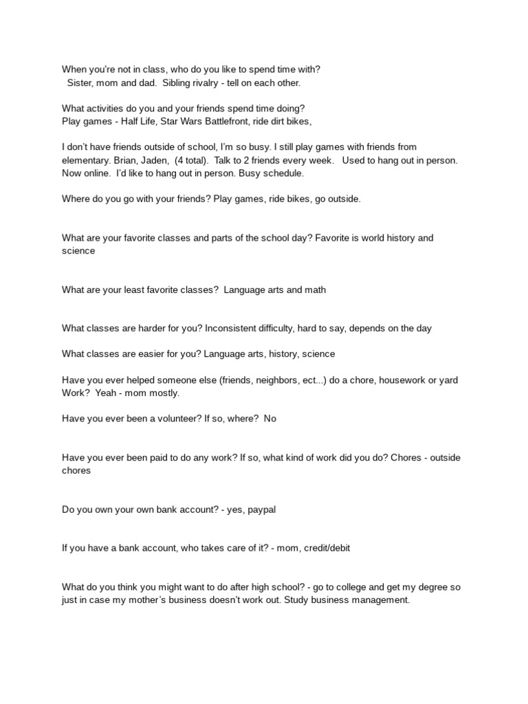 Transition Questions - Google Docs | PDF