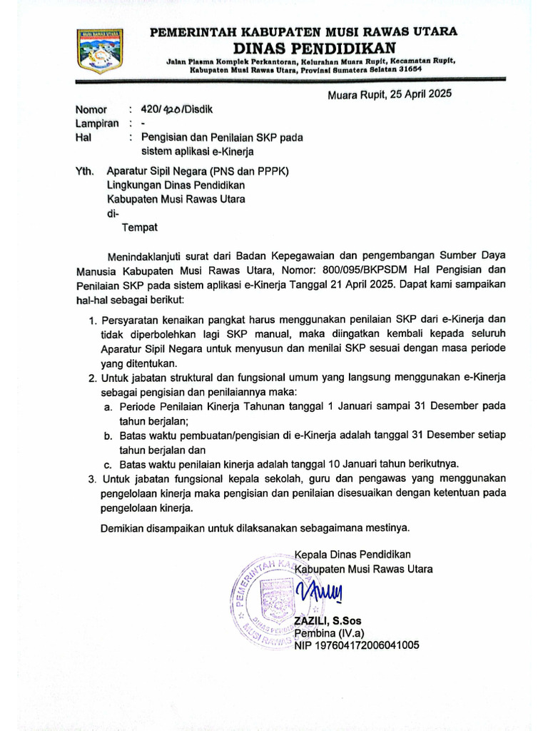 pemberitahuan pengisian dan penilaian SKP | PDF