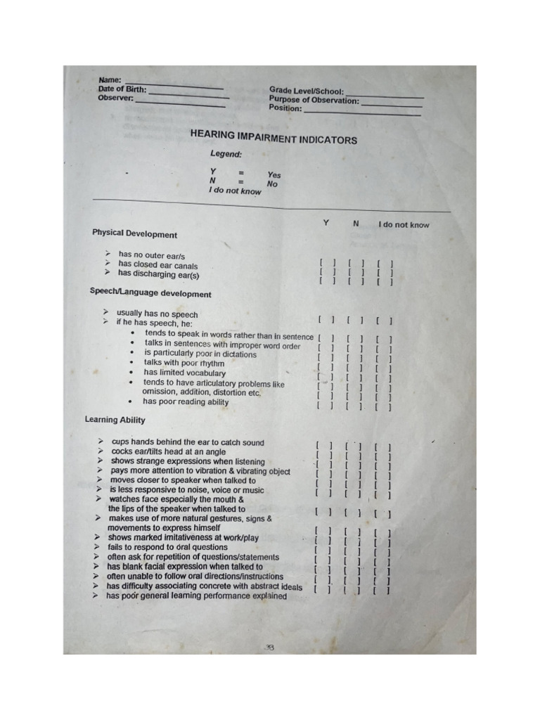 Hearing Checklist | PDF
