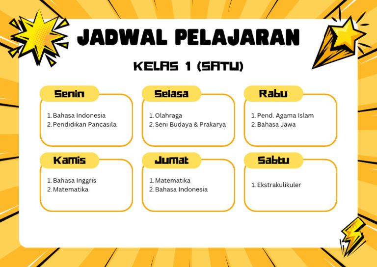 Jadwal Piket Kelas Tema Pahlawan Kartun Komik Dalam Orange Ilustratif | PDF