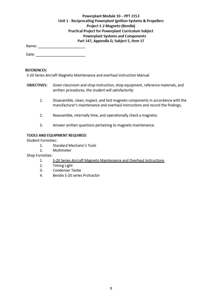 Magneto (Bendix) Project Part 1 | PDF