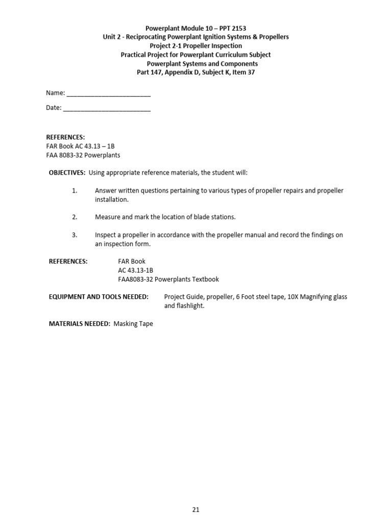 Propeller Inspection Checklist Guide | PDF | Screw | Propeller