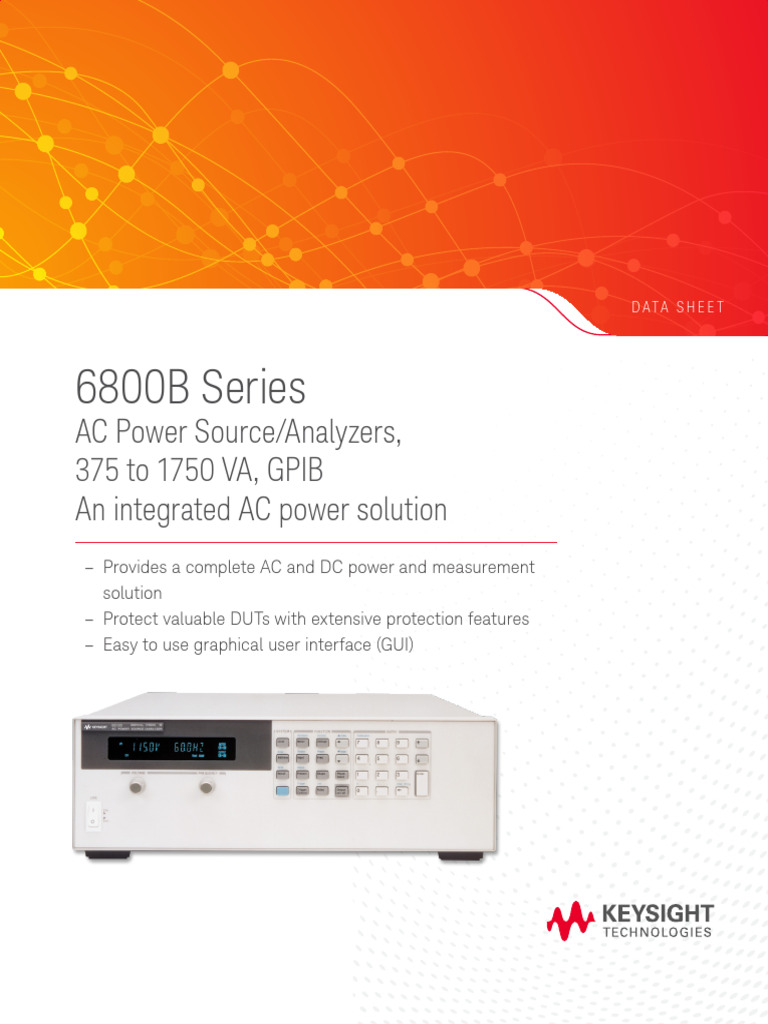 [5990-9309] AC Power Source, Analyzers, 375 to 1750 VA, GPIB An integrated AC power solution ...
