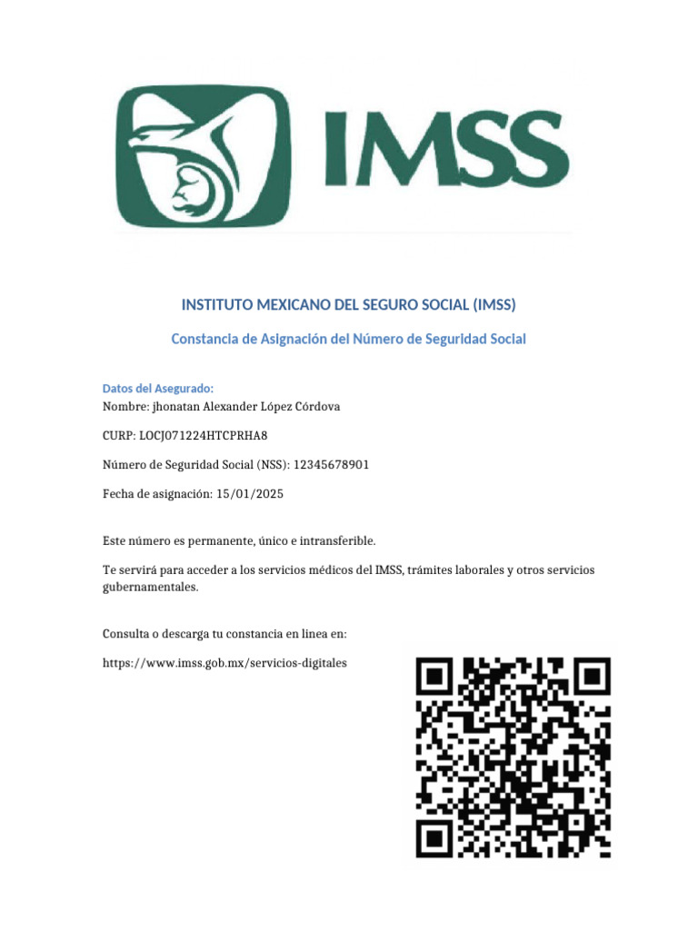 Constancia NSS IMSS | PDF