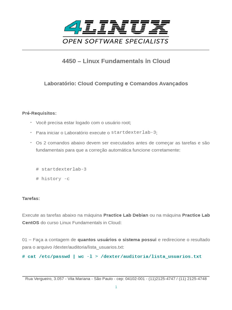Aula 02 - Cookbook Laboratório - Curso Linux | PDF | Arquivo de texto | Arquitetura de computadores