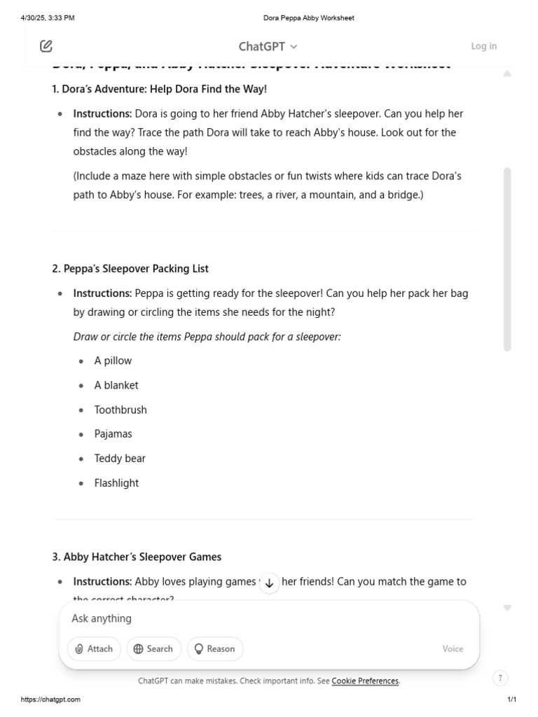 Dora Peppa Abby Worksheet | PDF