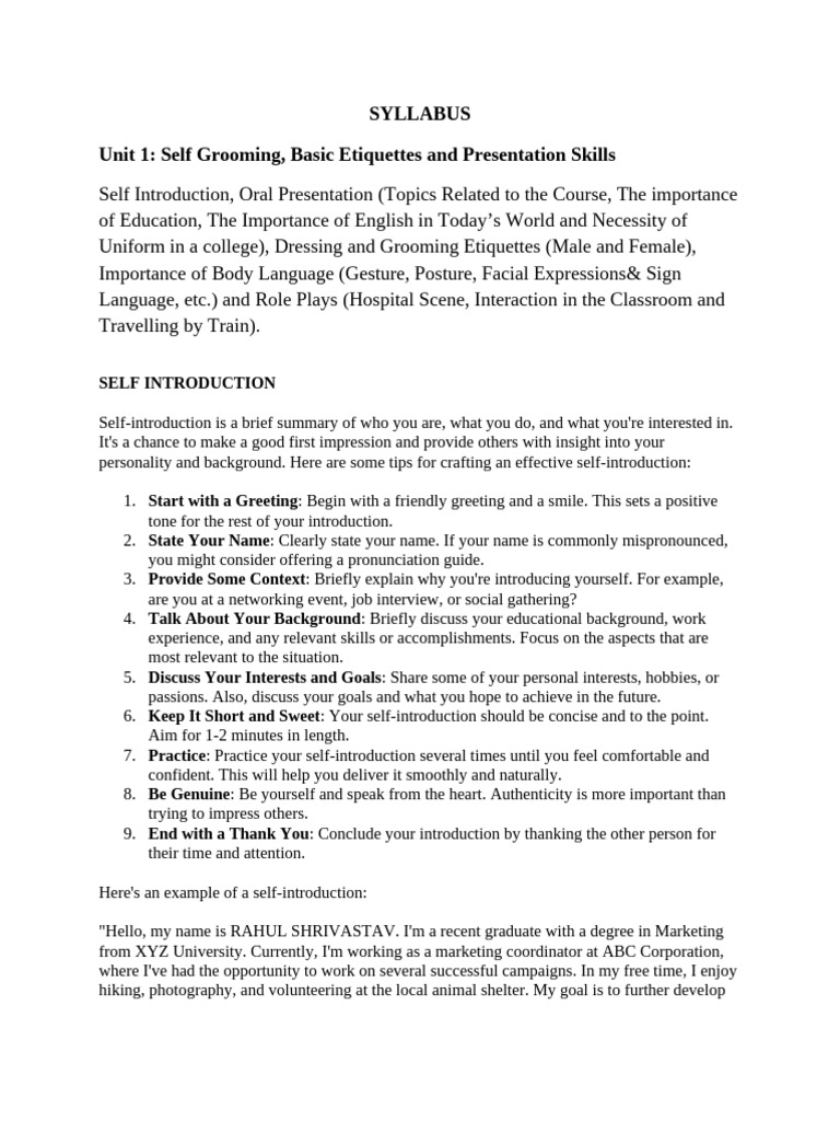 Btech Cse&Mining (Unit 1) | PDF | Body Language | Nonverbal Communication