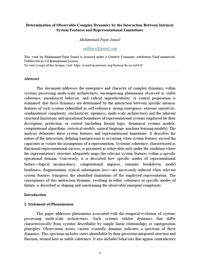 Determination of Observable Complex Dynamics by The Interaction Between Intrinsic System ...