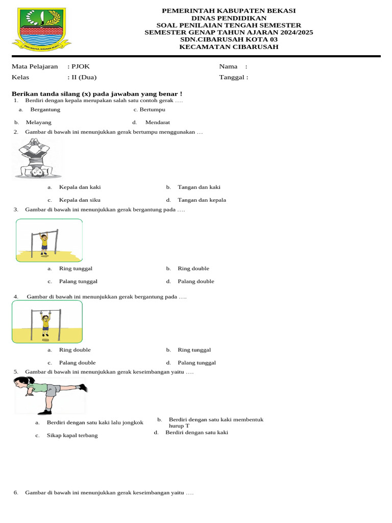 Soal PTS Pjok Kelas 2 S2 | PDF
