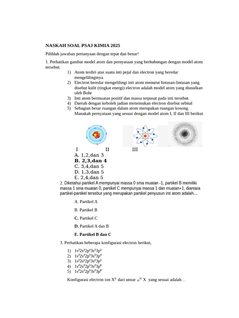 Naskah Soal Psaj Kimia 2025 | PDF