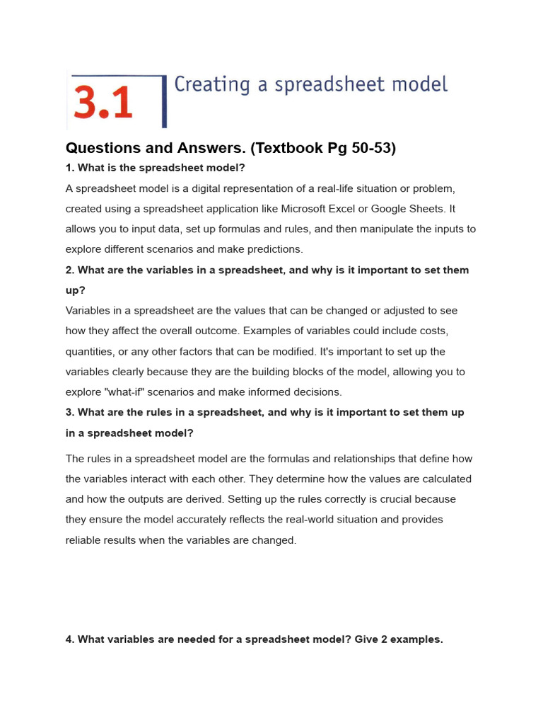 Questions and Answers Unit 3.1 | PDF