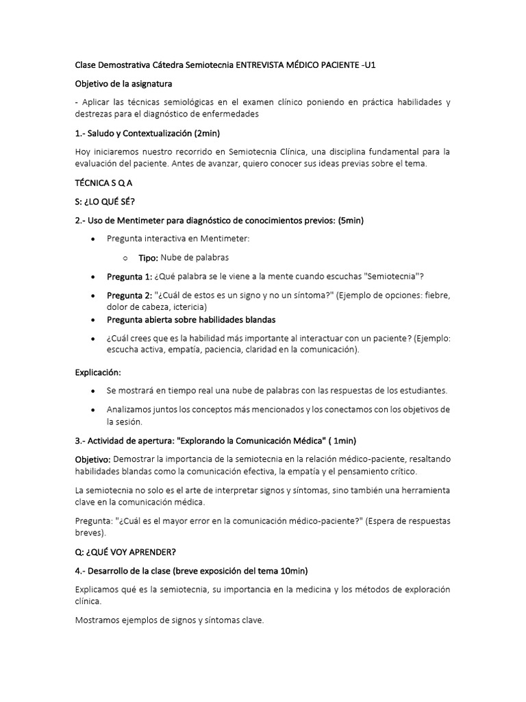 Clase Entrevista Médico Paciente | PDF | Clínica | Diagnostico medico