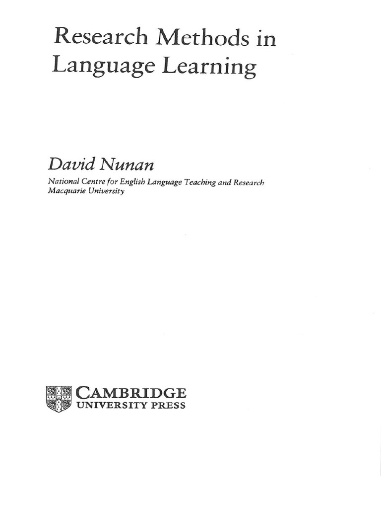 U1 - David-Nunan Research Methods in Language Learning | PDF
